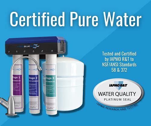 Pure Blue 3-Stage 1:1 80 GPD Certified Reverse Osmosis Water Filtration System