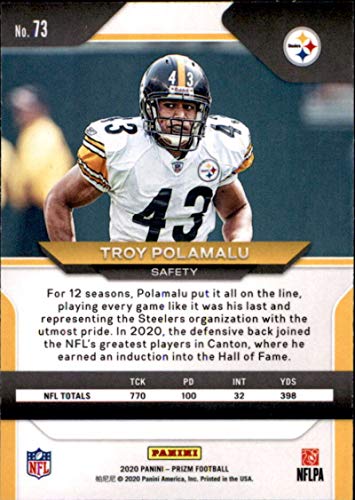 2020 Panini Prizm #73 Troy Polamalu Pittsburgh Steelers NFL Football Trading Card