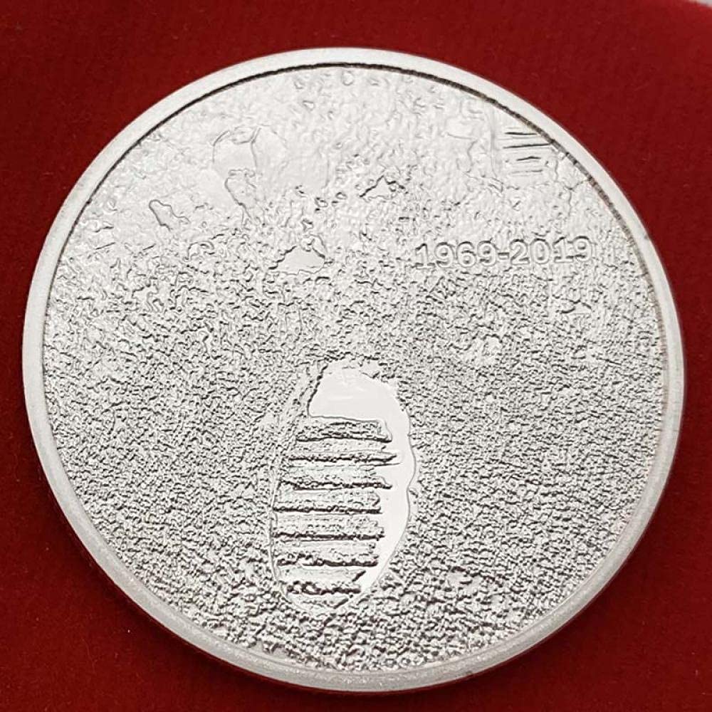 Coin Collection Commemorative Coin 376_ Badge Space Footprints Silver Plated Meditation Order Aircraft Carrier Coin Commemorative Coin Astronaut Coin