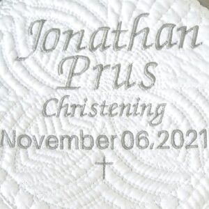 Personalized Baby Baptism Blanket Quilt Gift Girl Boy Name Date Monogrammed Christening