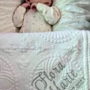 Personalized Baby Baptism Blanket Quilt Gift Girl Boy Name Date Monogrammed Christening