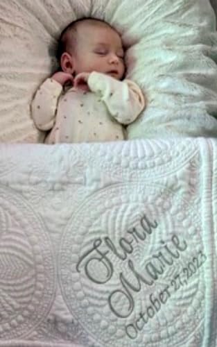 Personalized Baby Baptism Blanket Quilt Gift Girl Boy Name Date Monogrammed Christening