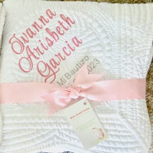 Personalized Baby Baptism Blanket Quilt Gift Girl Boy Name Date Monogrammed Christening