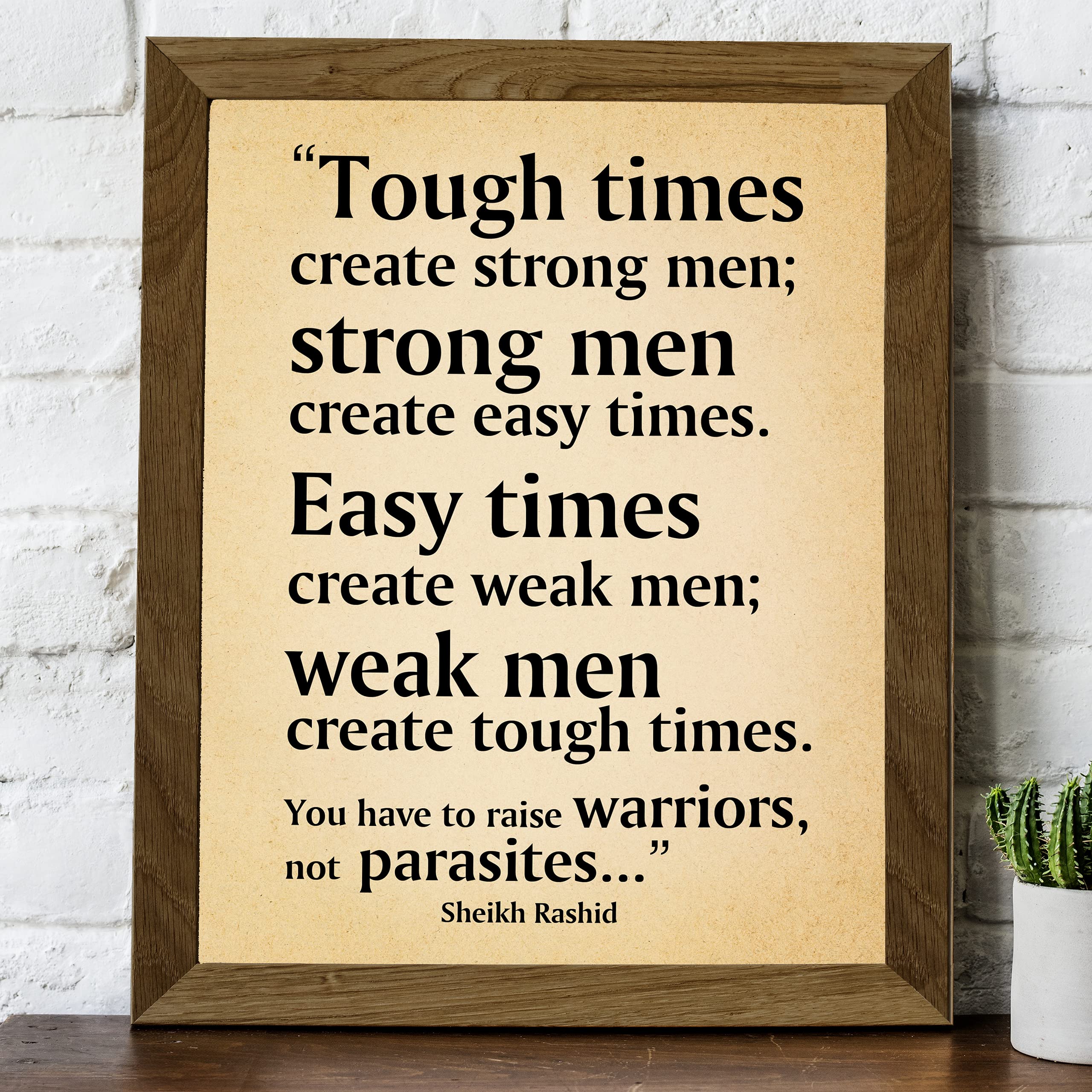 "Tough Times Create Strong Men" Motivational Quotes Wall Art-8 x 10" Typographic Distressed Parchment Print-Ready to Frame. Home-Office-School-Gym Decor. Great for Motivation! Printed on Photo Paper.