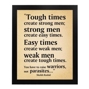 "Tough Times Create Strong Men" Motivational Quotes Wall Art-8 x 10" Typographic Distressed Parchment Print-Ready to Frame. Home-Office-School-Gym Decor. Great for Motivation! Printed on Photo Paper.