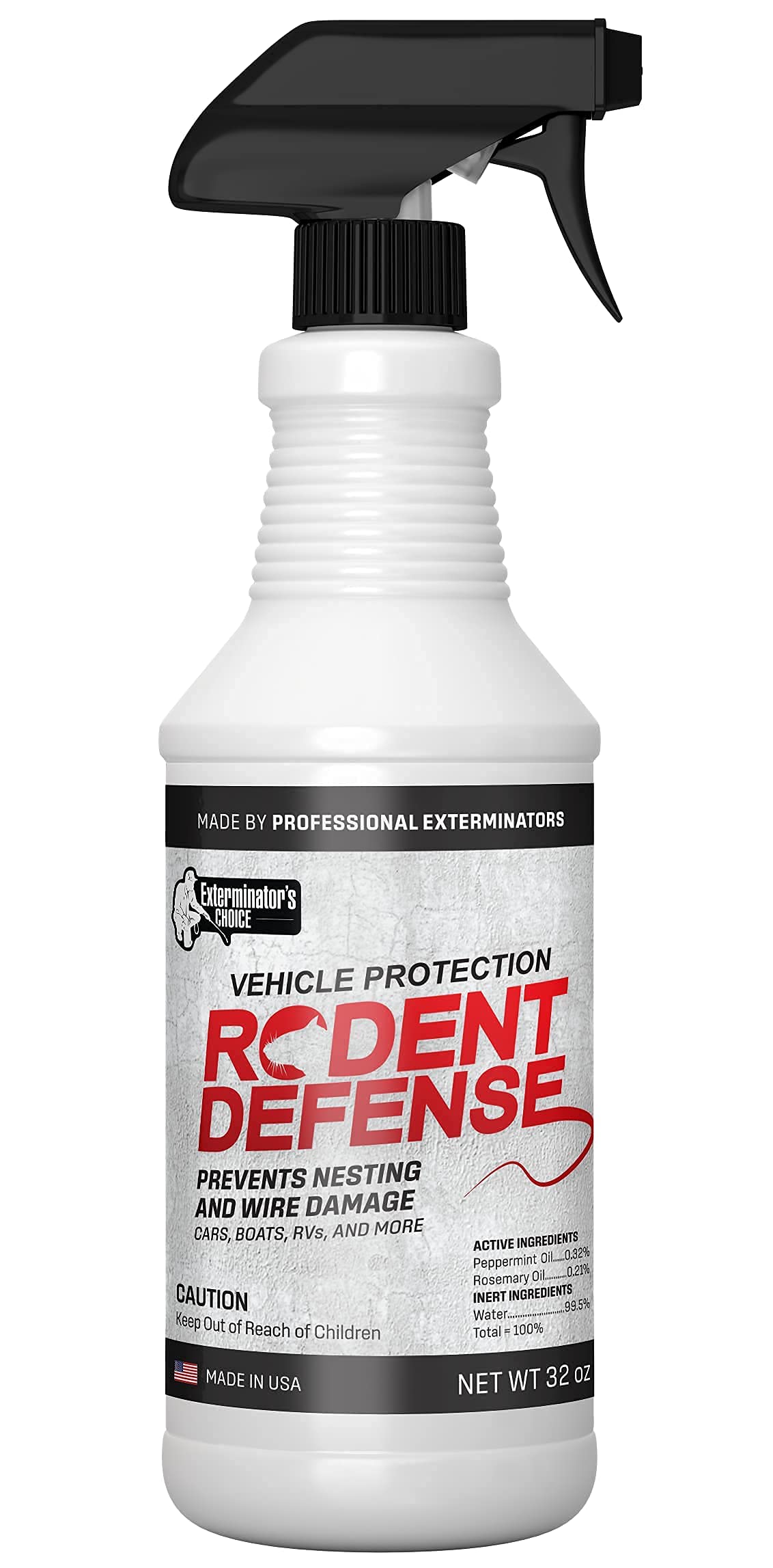 Exterminators Choice Rodent Defense Vehicle Protection Spray | 32 Ounce and 8 Large Glue Traps | Natural, Non-Toxic Mouse and Rat Repellent | Quick, Easy Pest Control for Cars and Trucks | Safe Around Kids & Pets