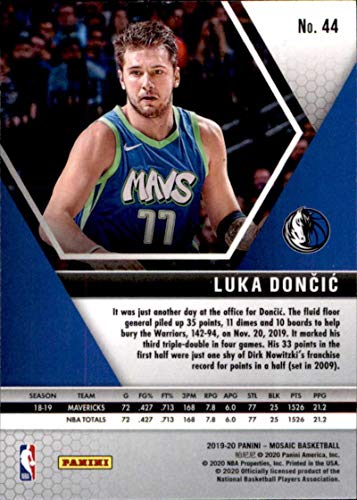 2019-20 Panini Mosaic #44 Luka Doncic Dallas Mavericks Basketball Card