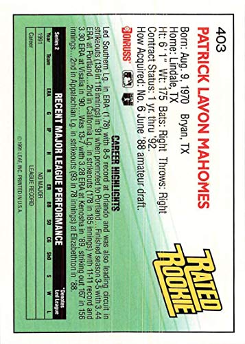 1992 Donruss #403 Pat Mahomes RR NM-MT RC Rookie Minnesota Twins Baseball