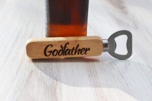 personalized wooden godfather bottle opener gift for him, godfather proposal gift idea