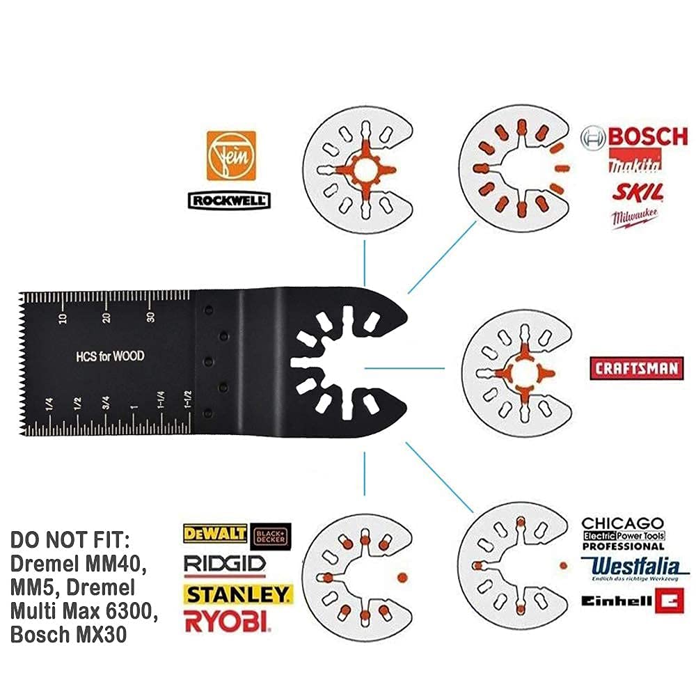 Professional Universal Oscillating Saw Blades,Wood Multitool Blades,Quick Release Durable Oscillating Tool,Multi Tool Blades Fit All Models, 100 Pcs