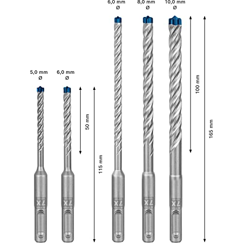 Bosch Professional 5X Expert SDS plus-7X Hammer Drill Bit Set (for Reinforced Concrete, Ø 5-10 mm, Accessories Rotary Hammer Drill)