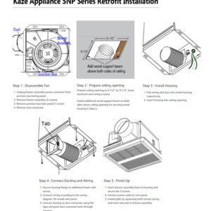 KAZE APPLIANCE SNP100 | 100 CFM | 0.8 Sone | No Attic Access Required Bathroom Ventilation Exhaust Extractor Fan