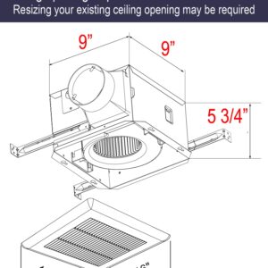 KAZE APPLIANCE SNP100 | 100 CFM | 0.8 Sone | No Attic Access Required Bathroom Ventilation Exhaust Extractor Fan