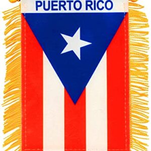 Puerto Rico Country Flag Mini Fringed Banner to Hang on Car Window