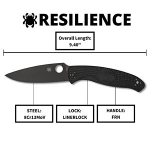 Spyderco Resilience Lightweight Knife with Black Stainless Steel Blade and Durable Black FRN Handle - PlainEdge - C142PBBK