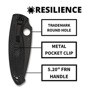 Spyderco Resilience Lightweight Knife with Black Stainless Steel Blade and Durable Black FRN Handle - PlainEdge - C142PBBK