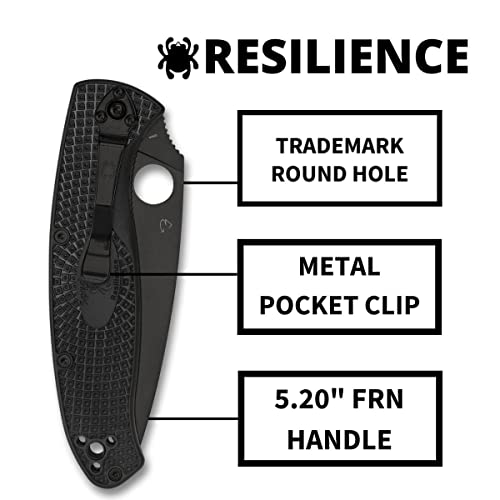 Spyderco Resilience Lightweight Knife with Black Stainless Steel Blade and Durable Black FRN Handle - PlainEdge - C142PBBK