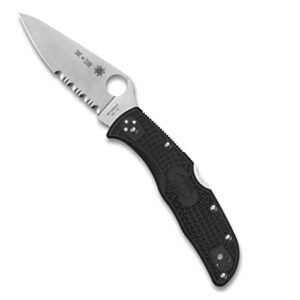 spyderco endela lightweight knife with flat ground steel blade and wildland firefighter foundation black frn handle - combinationedge - c243fpsbkrd