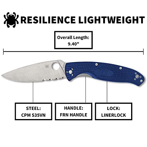 Spyderco Resilience Lightweight Folding Knife with CPM S35VN Stainless Steel Blade and Durable Blue FRN Handle - SpyderEdge - C142PBL