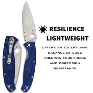 Spyderco Resilience Lightweight Folding Knife with CPM S35VN Stainless Steel Blade and Durable Blue FRN Handle - SpyderEdge - C142PBL