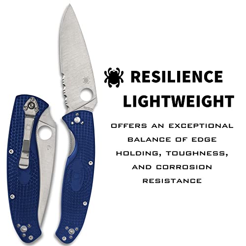 Spyderco Resilience Lightweight Folding Knife with CPM S35VN Stainless Steel Blade and Durable Blue FRN Handle - SpyderEdge - C142PBL