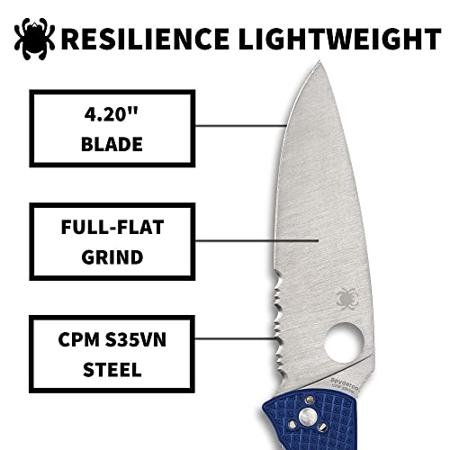 Spyderco Resilience Lightweight Folding Knife with CPM S35VN Stainless Steel Blade and Durable Blue FRN Handle - SpyderEdge - C142PBL