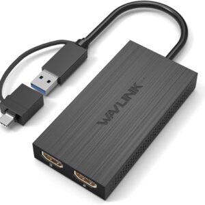 WAVLINK USB 3.0 or USB C to HDMI Adapter for Dual Monitors, Universal Video Graphics Adapter for Mac and Windows, Thunderbolt 3/4, USB 3.0 or USB-C, 1080p@60Hz