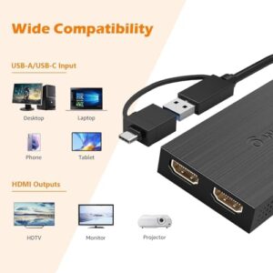 WAVLINK USB 3.0 or USB C to HDMI Adapter for Dual Monitors, Universal Video Graphics Adapter for Mac and Windows, Thunderbolt 3/4, USB 3.0 or USB-C, 1080p@60Hz