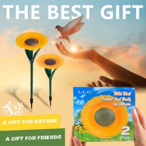 Sunflower Standing Bird Feeder Outdoor(2PCS),Bird Bath Feeders Bowl for Outdoor,Bowl Bird Feeder Flower Shape Bird Feeding Tray,Garden Decor Stake,Wild Bird Watcher,Gifts for Bird Lovers