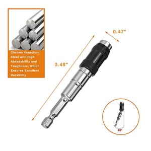 1/4" Pivoting Bit Tip Holder Magnetic Screw Drill Tip Pivot Screwdriver Bit Holder Magnetic Screw Holder Extender Bendable in 20° for Corners or Tight Spots (Black Silver & Red Silver & Black, 3 Pcs)