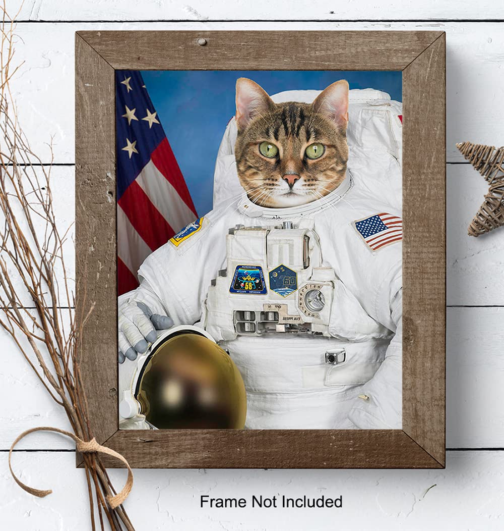 Cat Astronaut - Cat Wall Decor - Astronaut Decor - Space Wall Decor - Space Wall Art - NASA Wall Decor - Funny Cat Wall Art Poster - Cute Cat Home Decor - Cat Themed Gifts