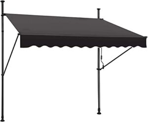 steelaid manual retractable awning – 118” non-screw outdoor sun shade – adjustable pergola shade cover with uv protection – 100% polyester made outdoor canopy – ideal for any window or door