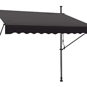 STEELAID Manual Retractable Awning – 118” Non-Screw Outdoor Sun Shade – Adjustable Pergola Shade Cover with UV Protection – 100% Polyester Made Outdoor Canopy – Ideal for Any Window or Door