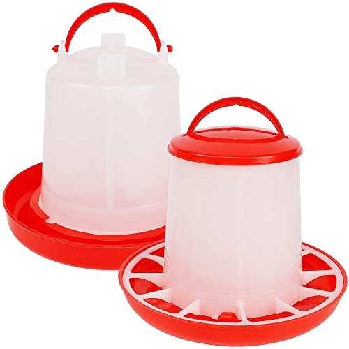 winemana Chick Feeder 1 Lb and Waterer 1.5 L Kit, Hanging Poultry Plastic Containers for Outdoor (Size: 7" x 7" )