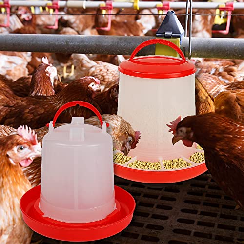 winemana Chick Feeder 1 Lb and Waterer 1.5 L Kit, Hanging Poultry Plastic Containers for Outdoor (Size: 7" x 7" )