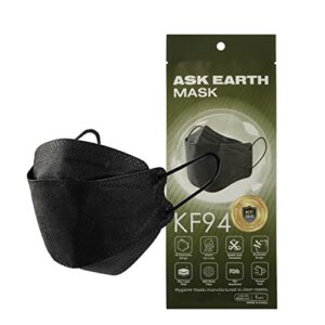 letusto ask earth kf94 face masks 4 layer protection safety mask with 3d design for maximum protection… (50, black)