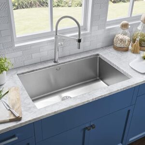 kitchen sinks 32x18 inch undermount kitchen sink stainless steel sink 16 gauge single bowl kitchen sinks set (5 item bundle: sink, bottom grid, drain assembly, drain cap, kitchen towel)