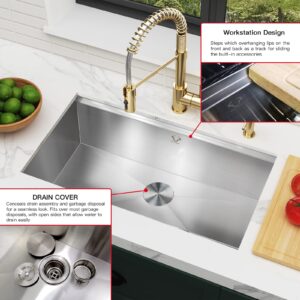 Kitchen Sinks 33x19 inch Workstation Undermount Sink Stainless Steel Sink 16 Gauge Single Bowl Kitchen Sinks with Accessories