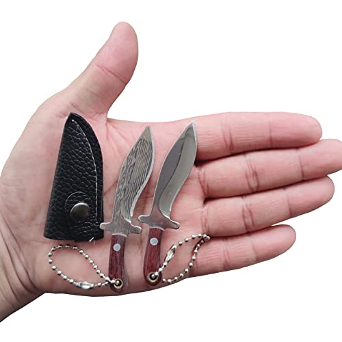 Epichao 2pcs Sword Stainless Steel Portable Mini Pocket Knife Small Keychain Knife Tiny Box Cutter Tools