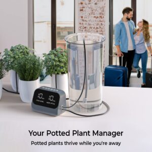 Automatic Watering System for Potted Plants, Plant Waterer with Smart Programmable Timer, Waterproof LED Display & Large Capacity Battery, Precise Distribution of Water, Gray