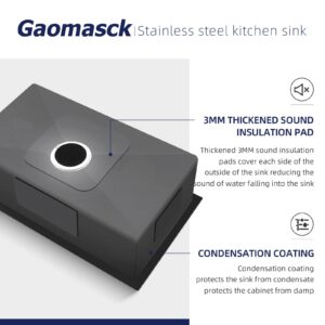 Gaomasck Nano Kitchen Sink,30 Inch Undermount Sink,Single Bowl Kitchen Sink,16 Gauge Stainless Steel Sink,Standard High-end Handmade For Kitchen Sink,2 Item Kitchen Sink Set