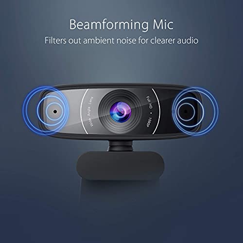 ASUS Webcam C3 1080p HD USB Camera - Beamforming Microphone, Tilt-Adjustable, 360 Degree Rotation, Wide Field of View, Compatible with Skype, Microsoft Teams and Zoom (Renewed)