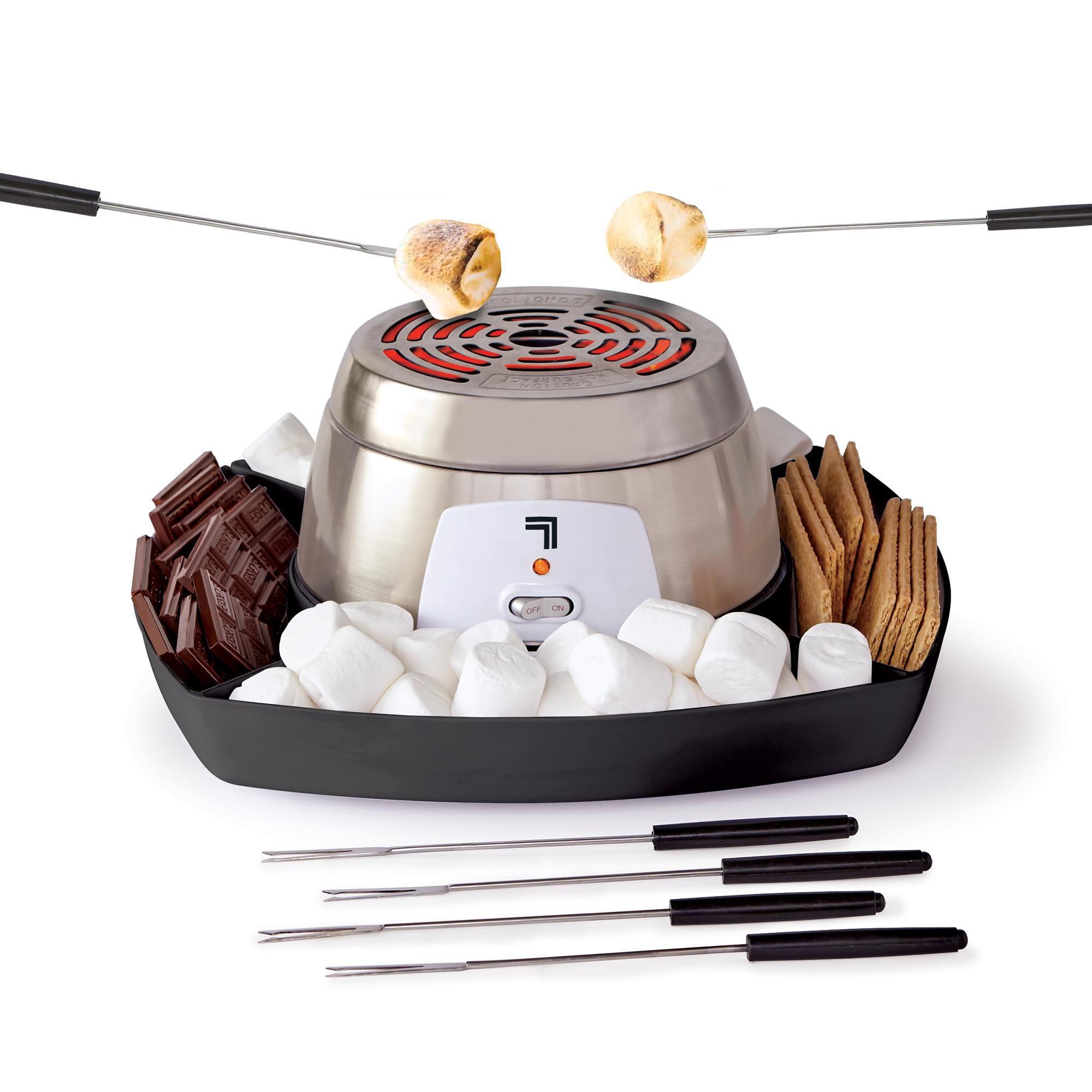 THE SHARPER IMAGE Flameless Marshmallow S’mores Maker, Includes Four Forks and Easy Cleaning Parts, Indoor Safe for Kids, Electric, Perfect for Birthday Parties