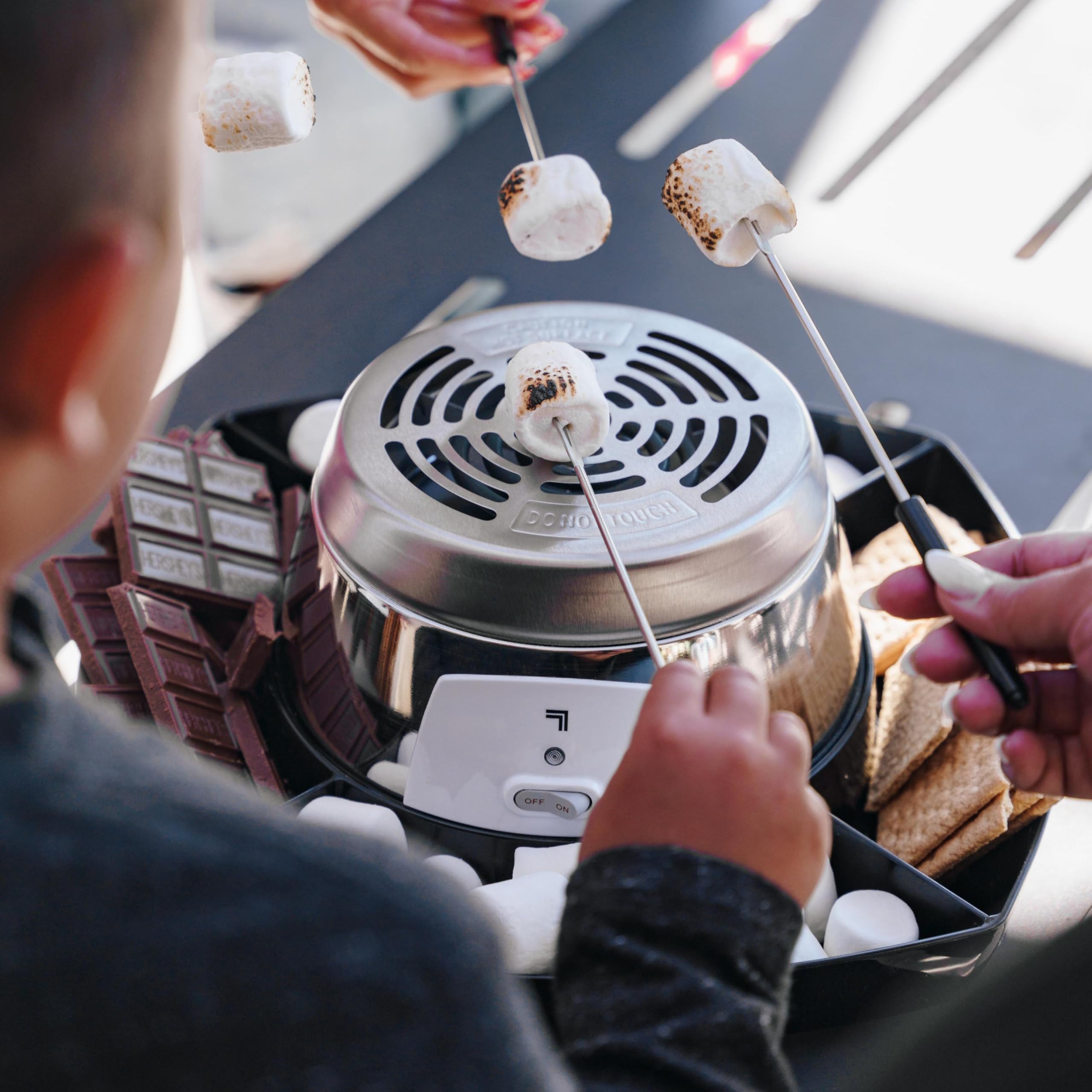 THE SHARPER IMAGE Flameless Marshmallow S’mores Maker, Includes Four Forks and Easy Cleaning Parts, Indoor Safe for Kids, Electric, Perfect for Birthday Parties