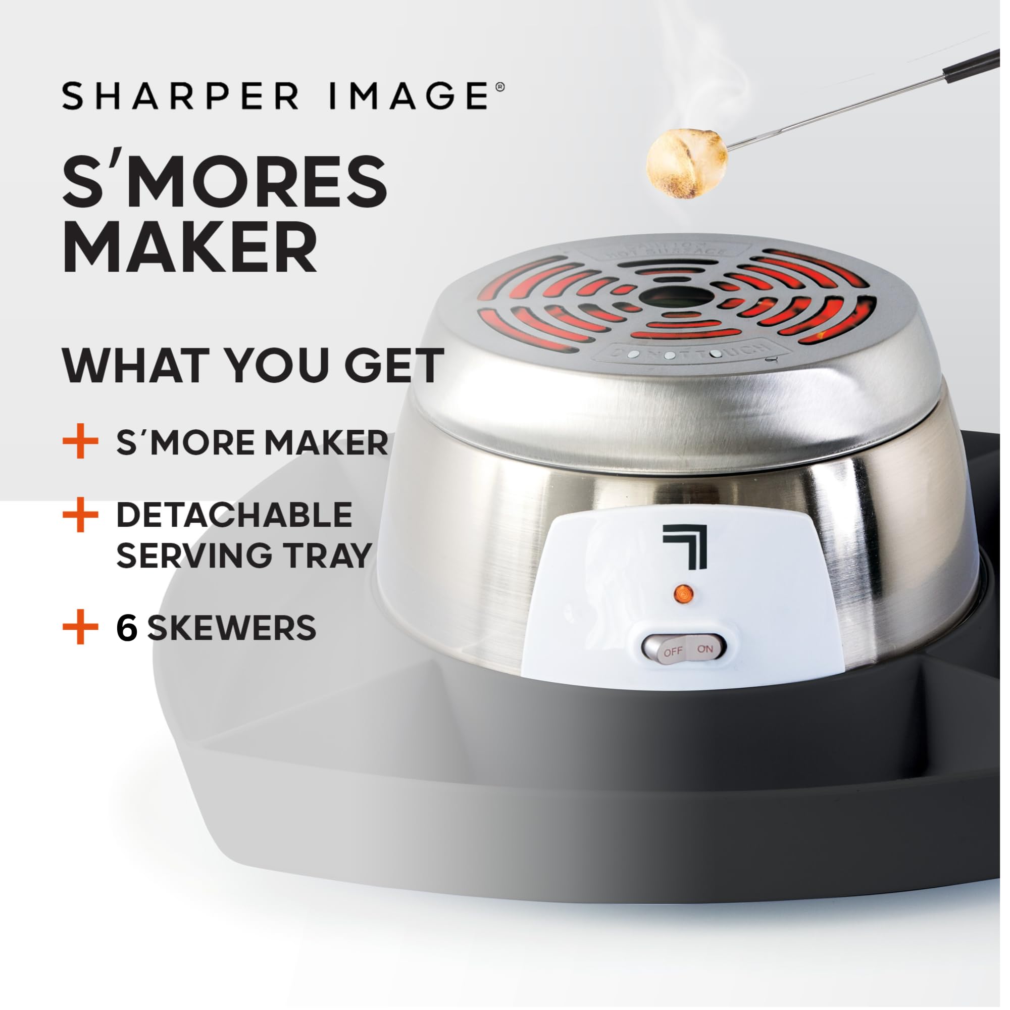 THE SHARPER IMAGE Flameless Marshmallow S’mores Maker, Includes Four Forks and Easy Cleaning Parts, Indoor Safe for Kids, Electric, Perfect for Birthday Parties