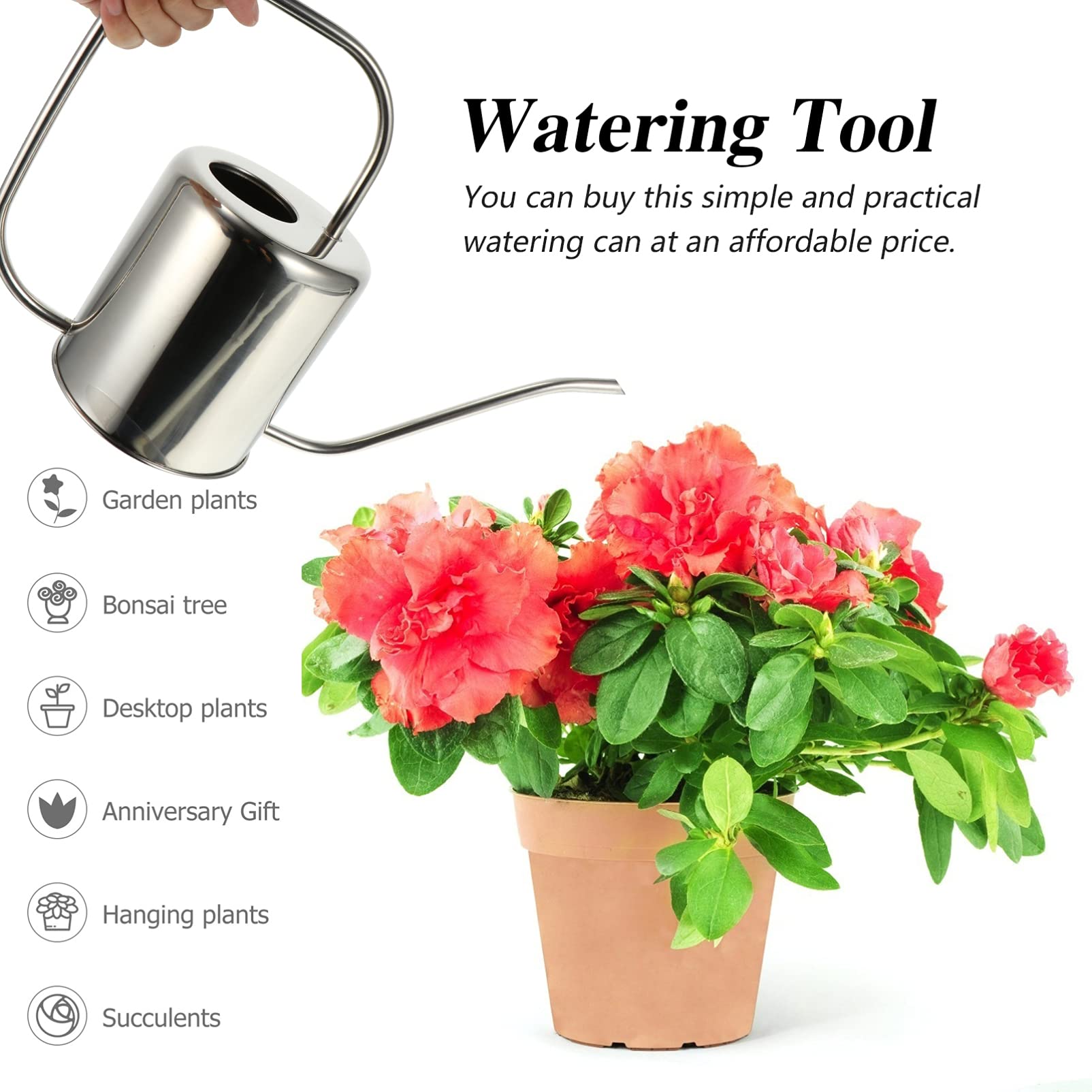 Cabilock Watering Can Flower Watering Pot Spout Watering Kettle Flower Gardening Tool Kids Metal Water Bottles Plant Potted Kettle Antique Child Galvanized Stainless Steel Garden Supplies