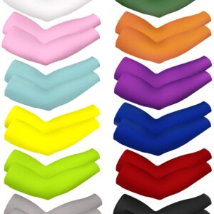 Bememo 12 Pairs Unisex UV Protection Sleeves Long Arm Cooling Cover Sleeves