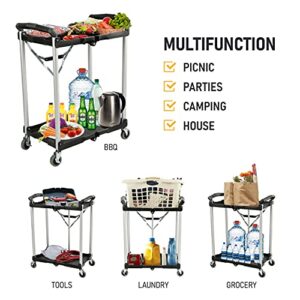 Olympia Tools 89-356 Pack-N-Roll Folding Collapsible Service Cart, Black, 50 Lb. Load Capacity per Shelf, 2-Layers