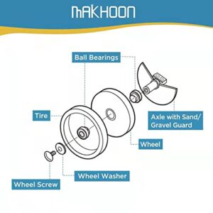 MAKHOON Large Wheel Complete with Tire Bearings Replacement for Polaris Zodiac 280 (Not Compatiable with Polaris 360 380 Model Pool Cleaner)