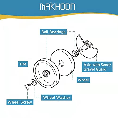 MAKHOON Large Wheel Complete with Tire Bearings Replacement for Polaris Zodiac 280 (Not Compatiable with Polaris 360 380 Model Pool Cleaner)